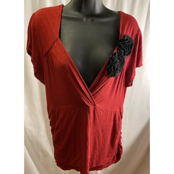Maurice | Tops | Maurice Top Xxl Maroon With Two Black Flowers On Front ...
